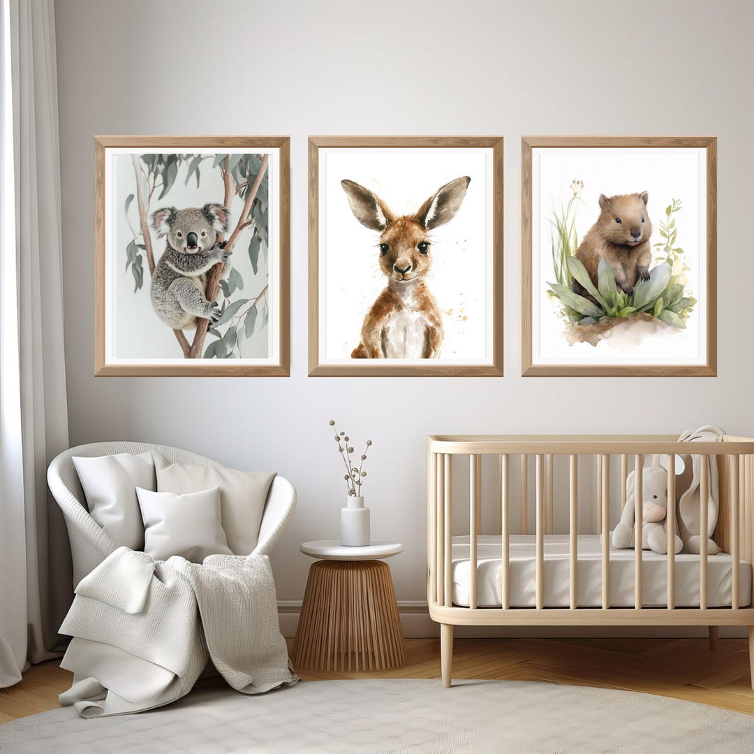 Australian Animal Poster Set Nursery Decor Koala Kangaroo Wombat ...