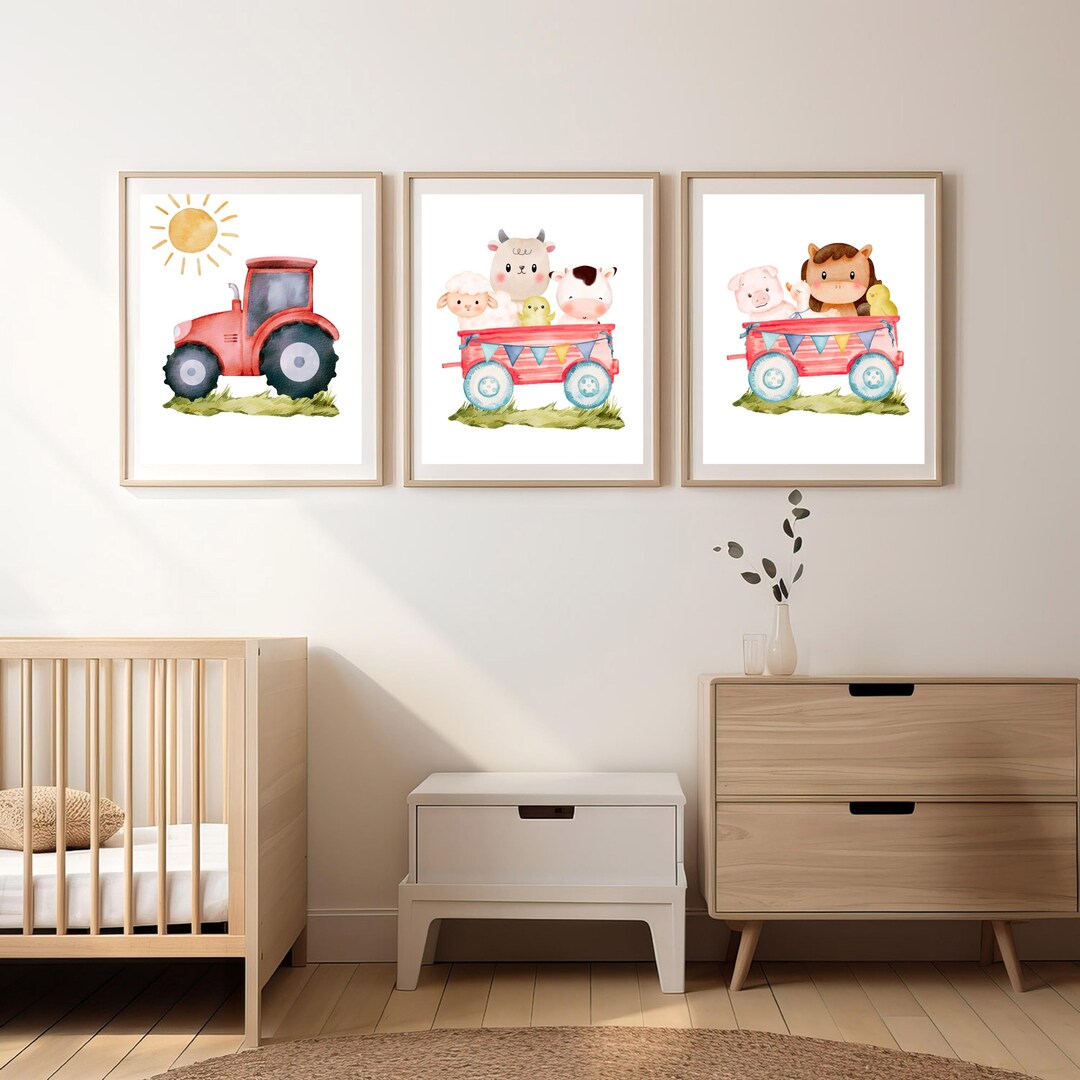 Farm Animal Poster Set for Nursery Decor Baby Room Decor Baptism Gift ...