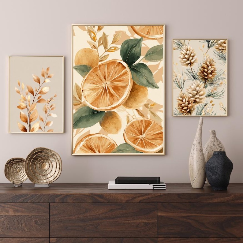 Nordic Botanik Kunstdruck 3er Set | Natürliche Elemente Poster ...