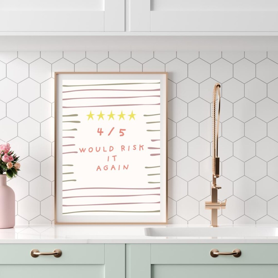 Funny Review Poster Star Rating Wall Art Quirky Living Room Decor Boho ...