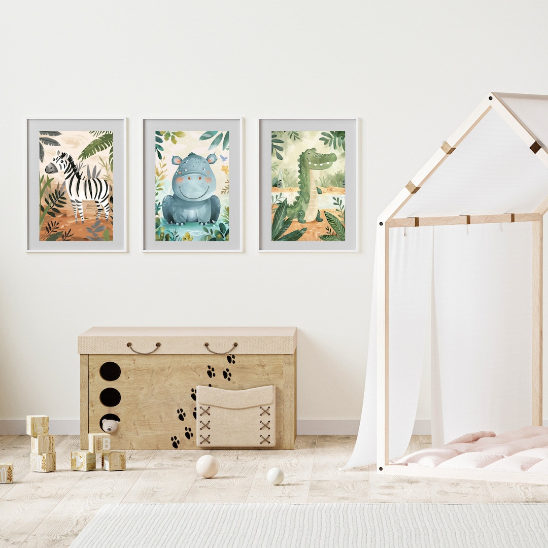 Jungle Animal Poster Set Vibrant Nursery Decoration, High-resolution ...