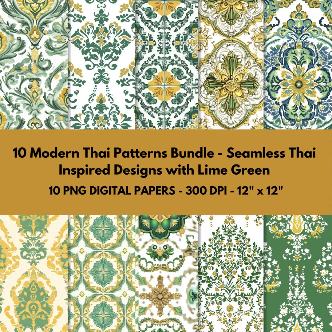 10 Modern Thai Patterns Bundle - Seamless Thai Inspired Designs With ...