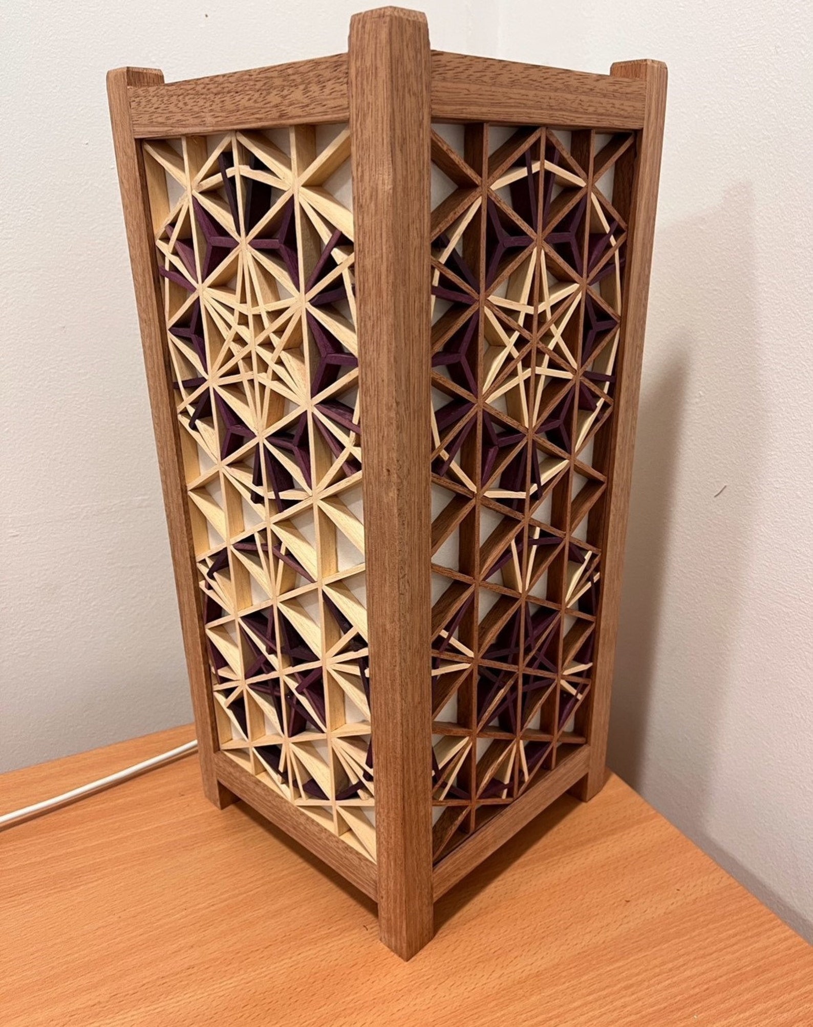Handmade Kumiko Lamp, Japanese Andon Lantern, Wooden Table Lamp - Etsy