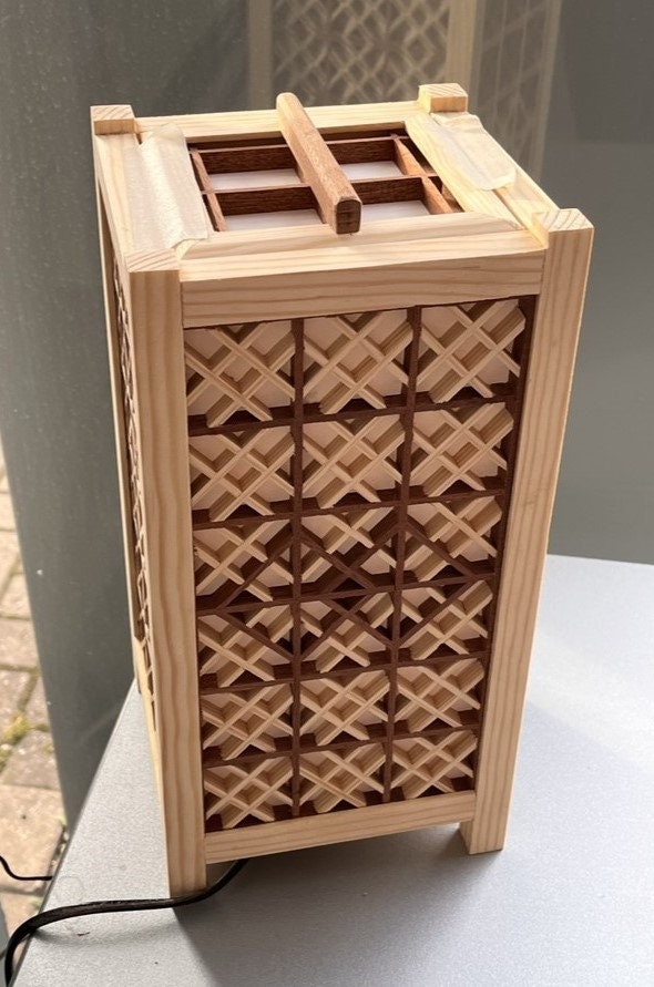 Handmade, Japanese Lamp Kumiko Lamp, Andon, Handmade Wooden Lamp, Table ...