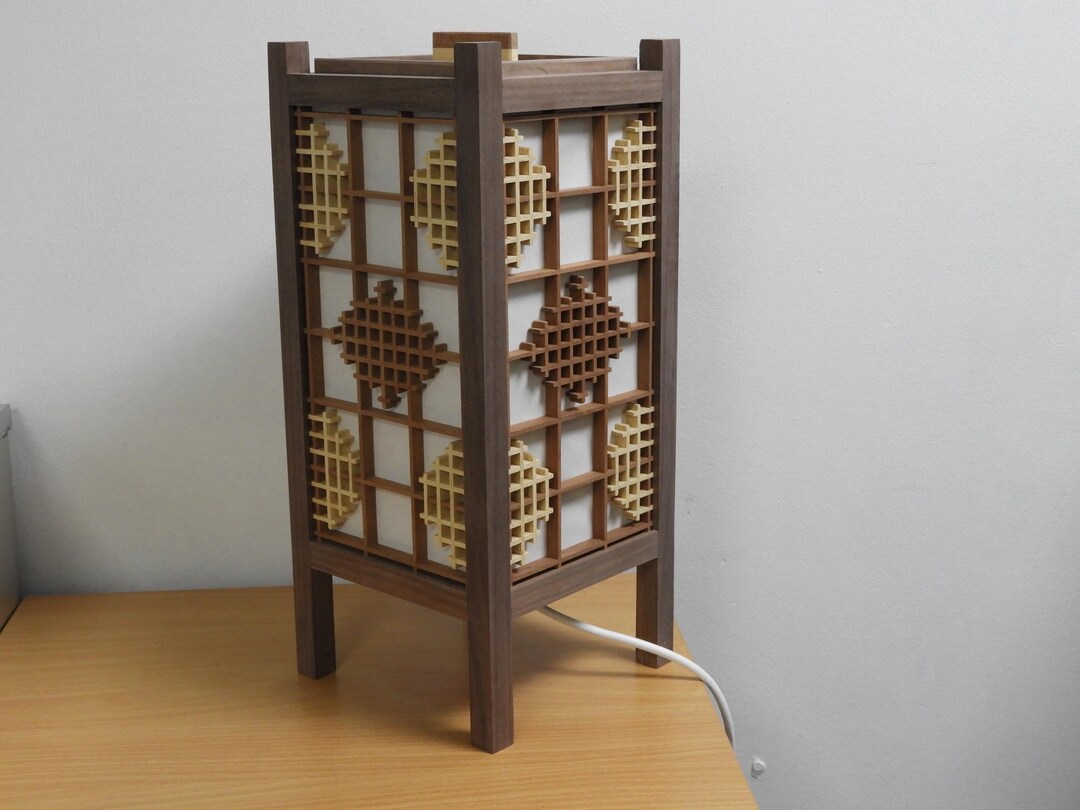 Handmade Kumiko Lamp, Japanese Andon Lantern, Wooden Table Lamp - Etsy