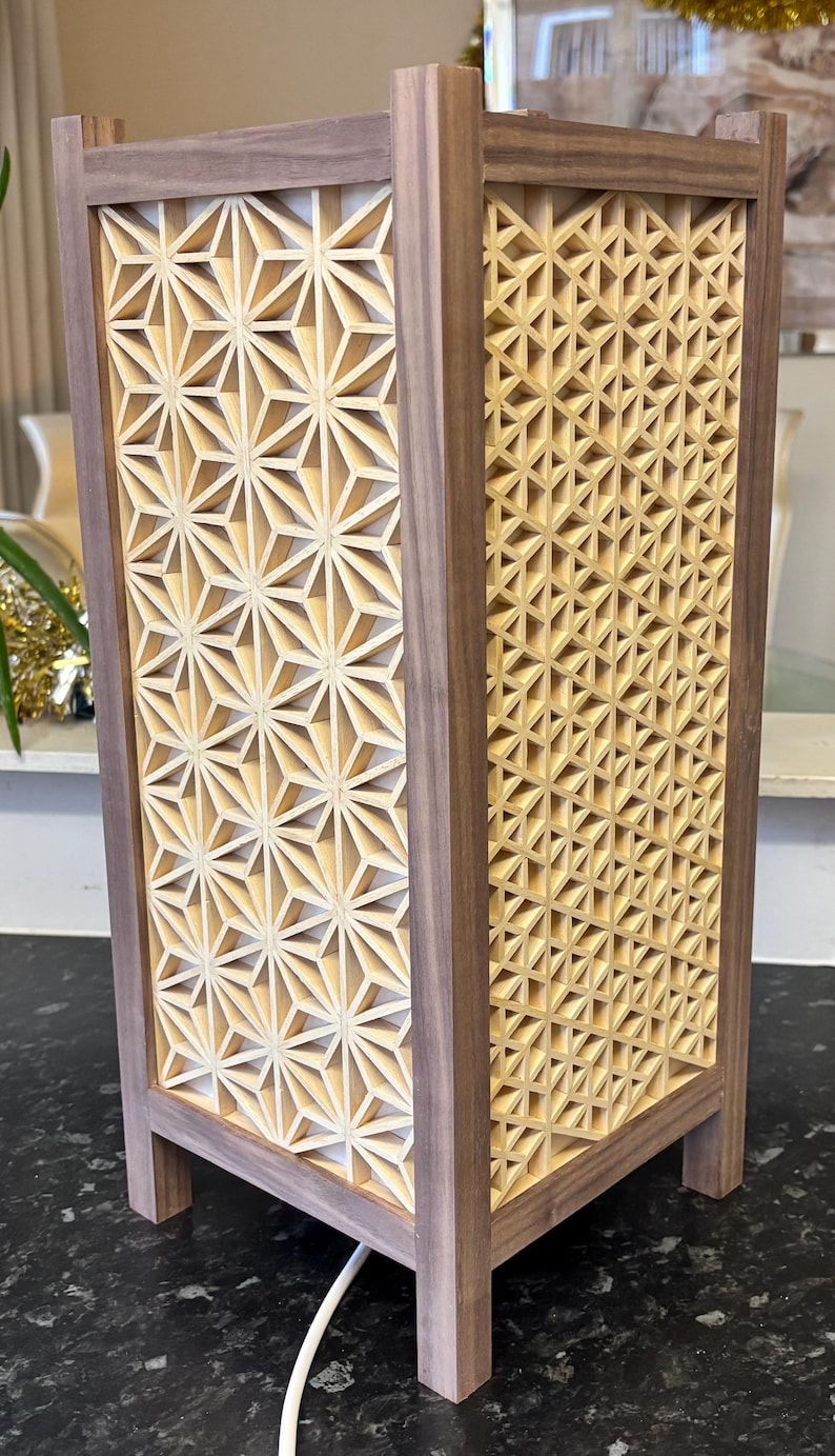 Handmade Japanese Kumiko Lamp, Wooden Andon Lantern, Table Lamp - Etsy