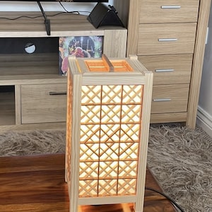 Handmade, Japanese Lamp Kumiko Lamp, Andon, Handmade Wooden Lamp, Table ...