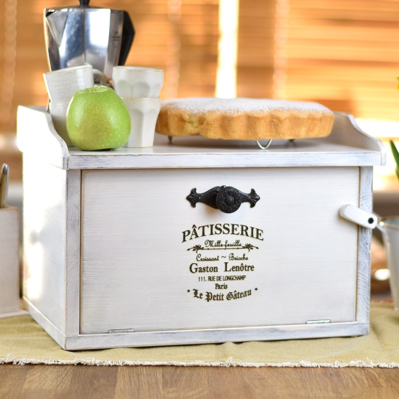 COUNTERTOP BREAD BOX, Farmhouse Decorative Country Wooden Bread Bin ...