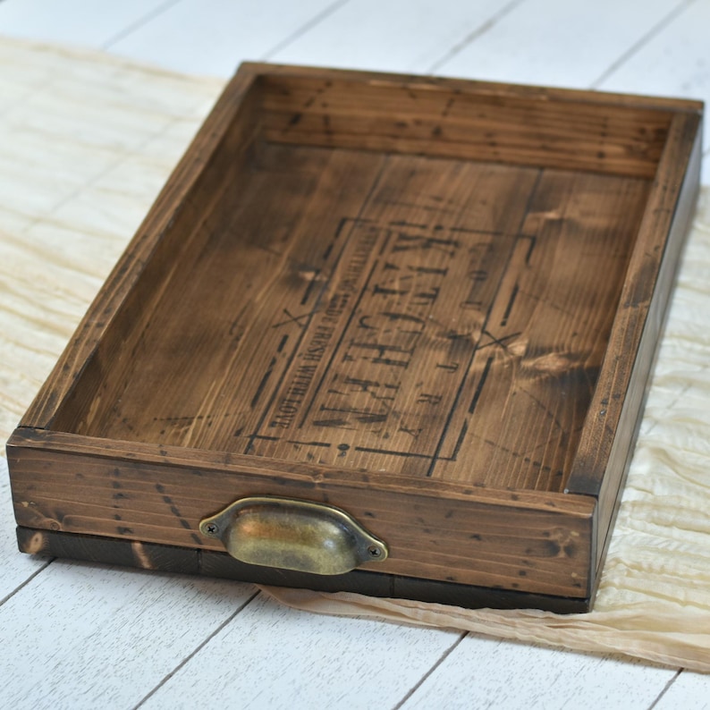 Rustic Wooden Serving Tray, Decorative Ottoman Wood Tray, Rustic ...