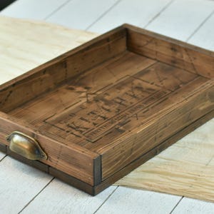 Rustic Wooden Serving Tray, Decorative Ottoman Wood Tray, Rustic ...