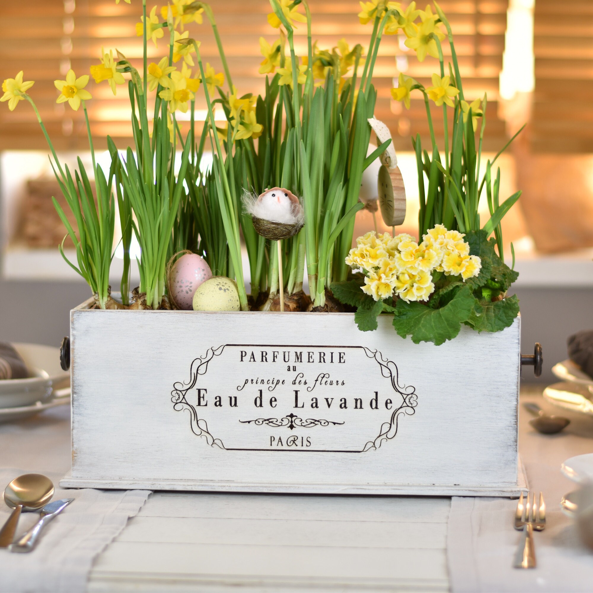Farmhouse Planter Box, Wooden Decorative Indoor Planter, County Kitchen ...