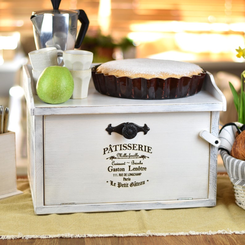 COUNTERTOP BREAD BOX, Farmhouse Decorative Country Wooden Bread Bin ...