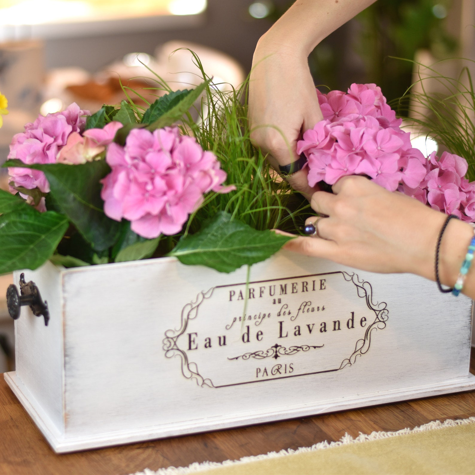 Farmhouse Planter Box, Wooden Decorative Indoor Planter, County Kitchen ...