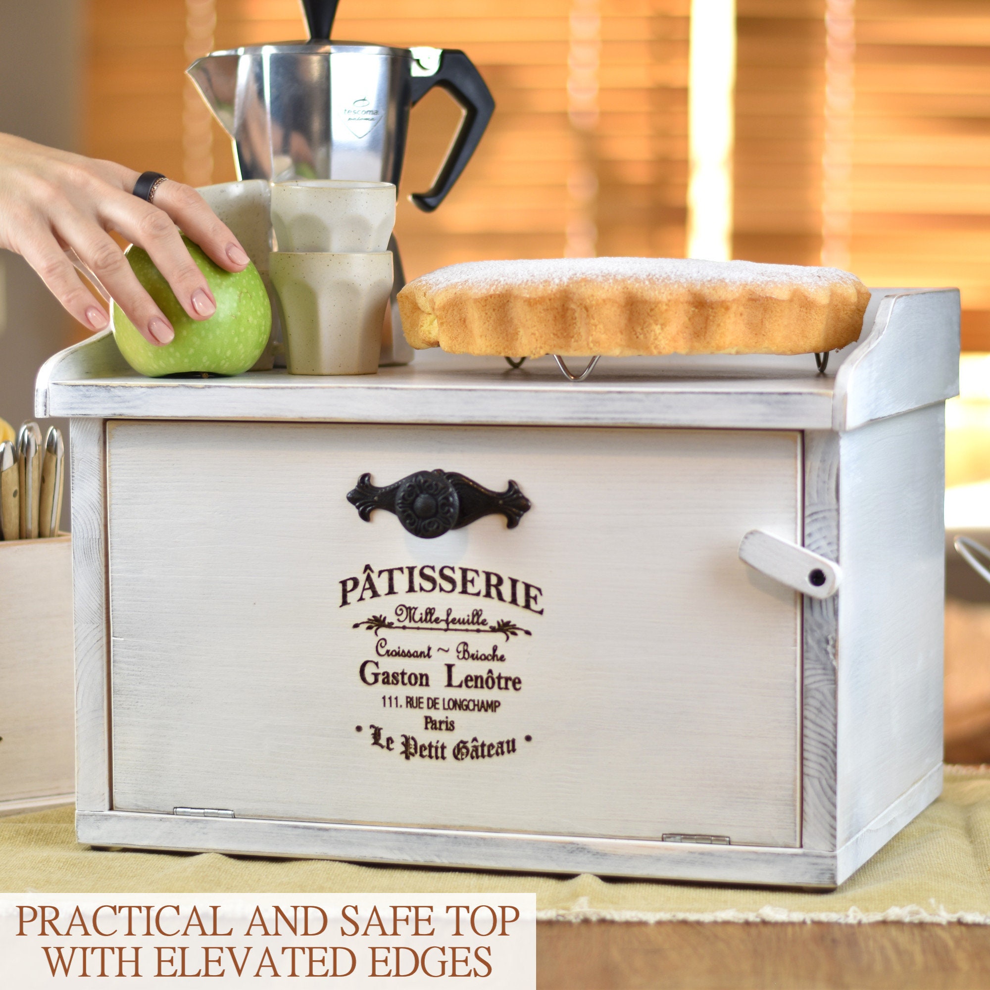 Decorative Wood COUNTERTOP BREAD BOX, Farmhouse Bread Accessories ...