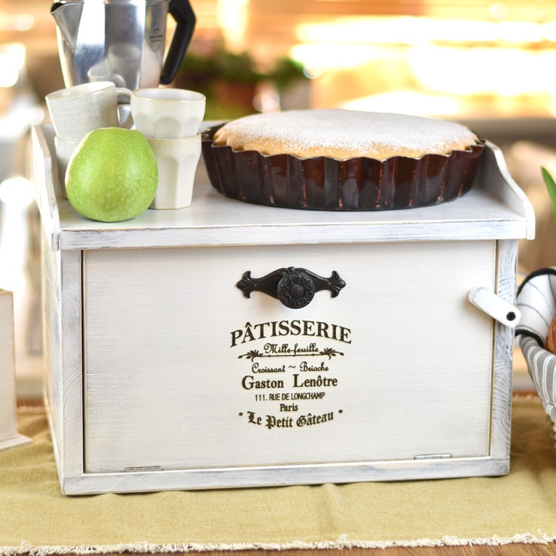 Rustic Farmhouse Bread Box Wooden Kitchen Storage Vintage-style Bread ...