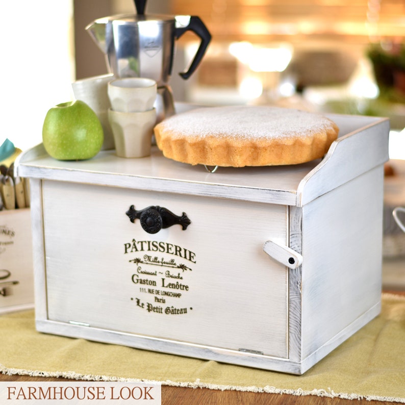 COUNTERTOP BREAD BOX, Farmhouse Decorative Country Wooden Bread Bin ...