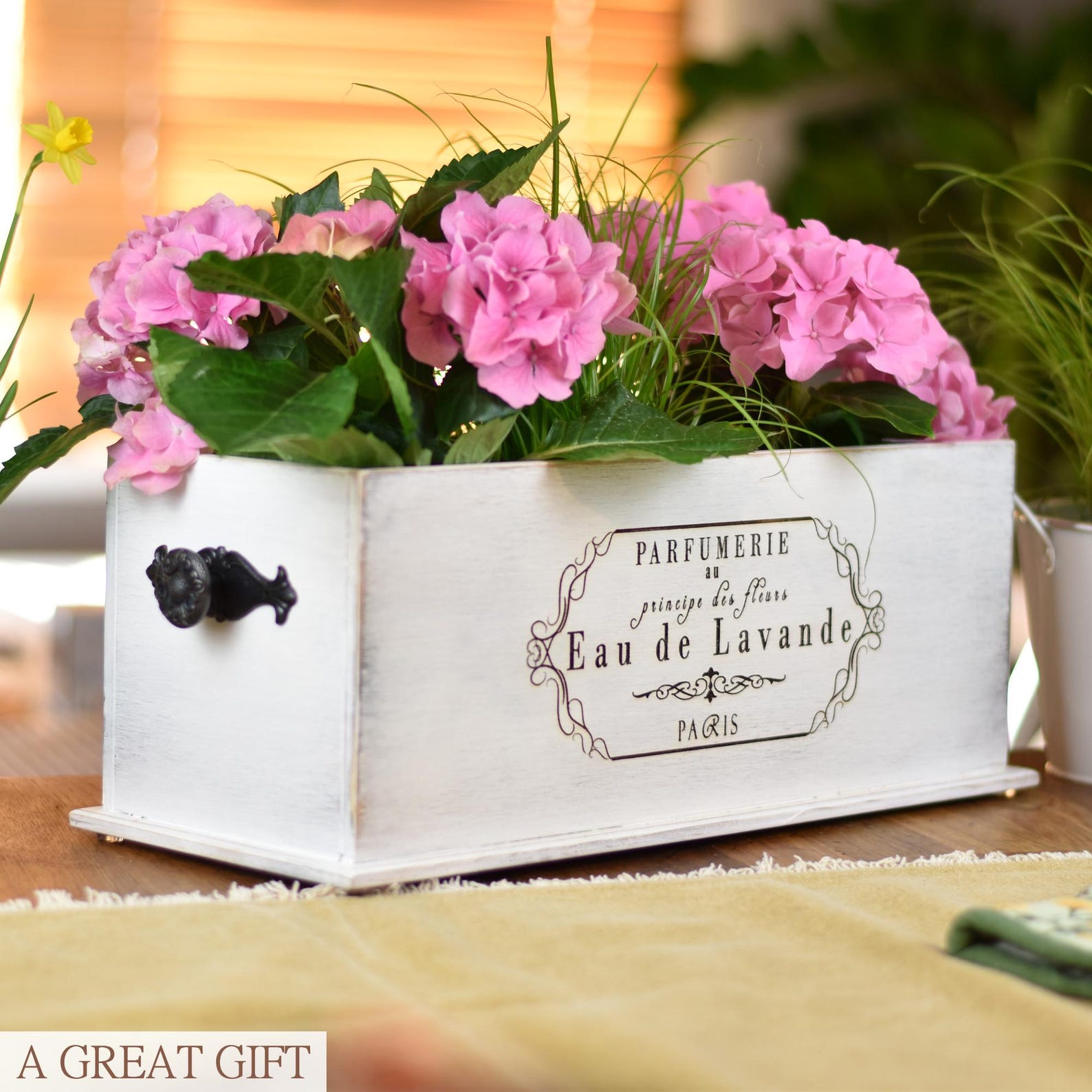 Farmhouse Planter Box, Wooden Decorative Indoor Planter, County Kitchen ...