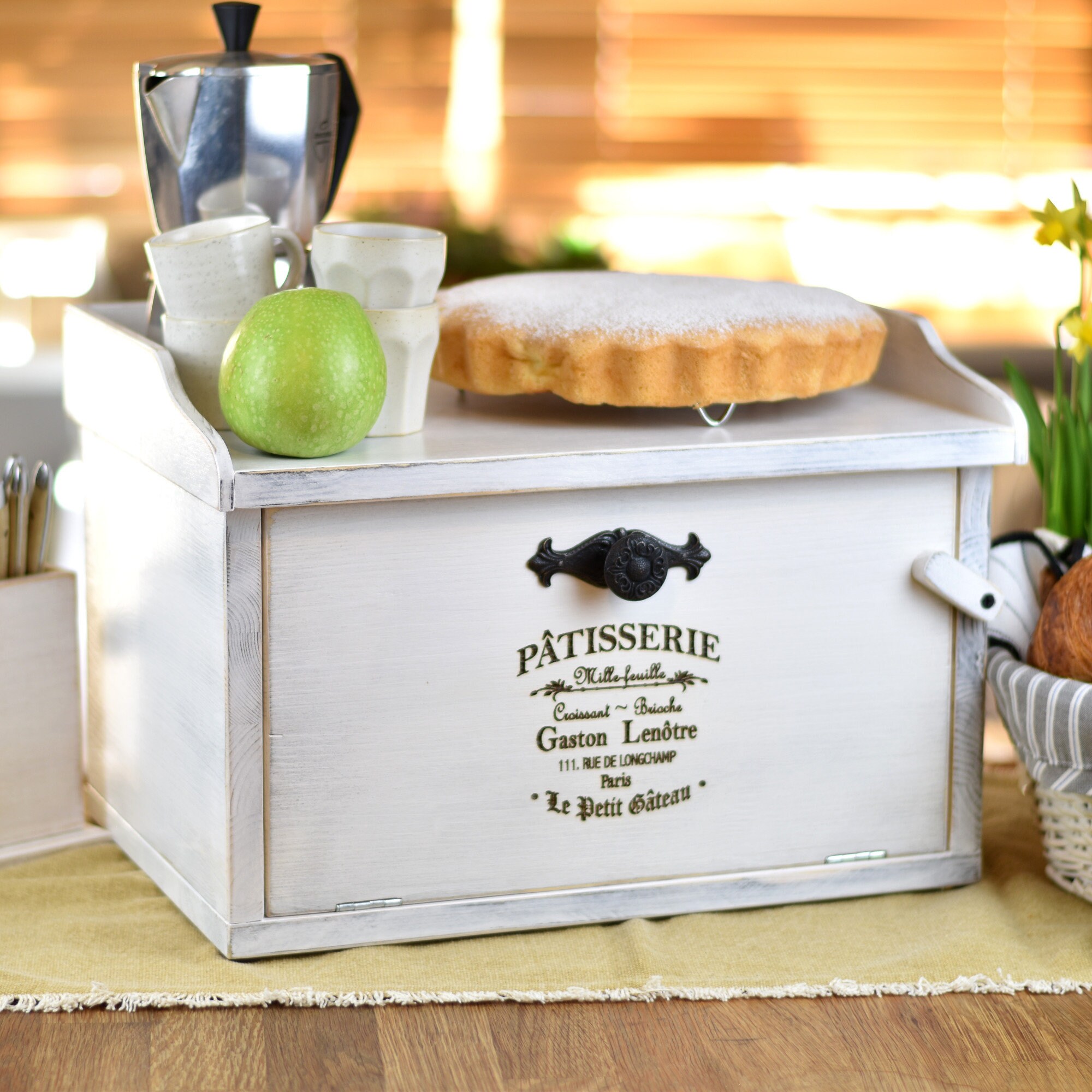 Decorative Wood COUNTERTOP BREAD BOX, Farmhouse Bread Accessories ...