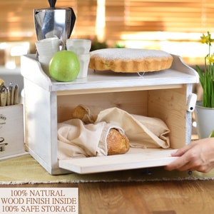 COUNTERTOP BREAD BOX, Farmhouse Decorative Country Wooden Bread Bin ...
