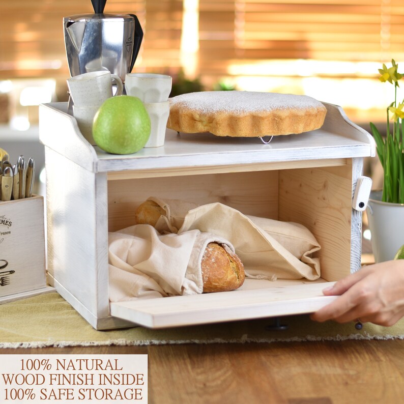 COUNTERTOP BREAD BOX, Farmhouse Decorative Country Wooden Bread Bin ...