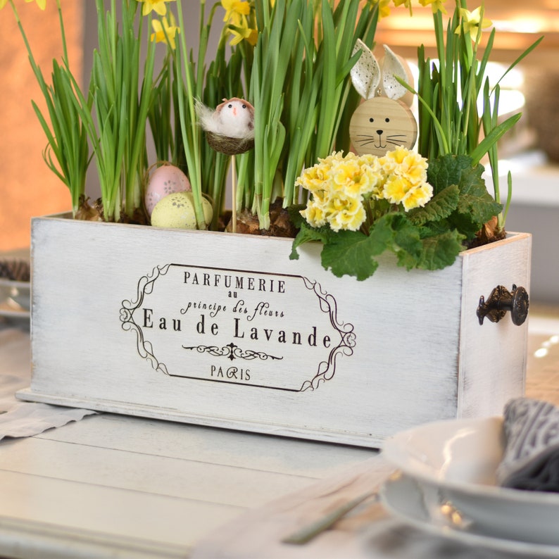 Farmhouse Planter Box, Wooden Decorative Indoor Planter, County Kitchen ...