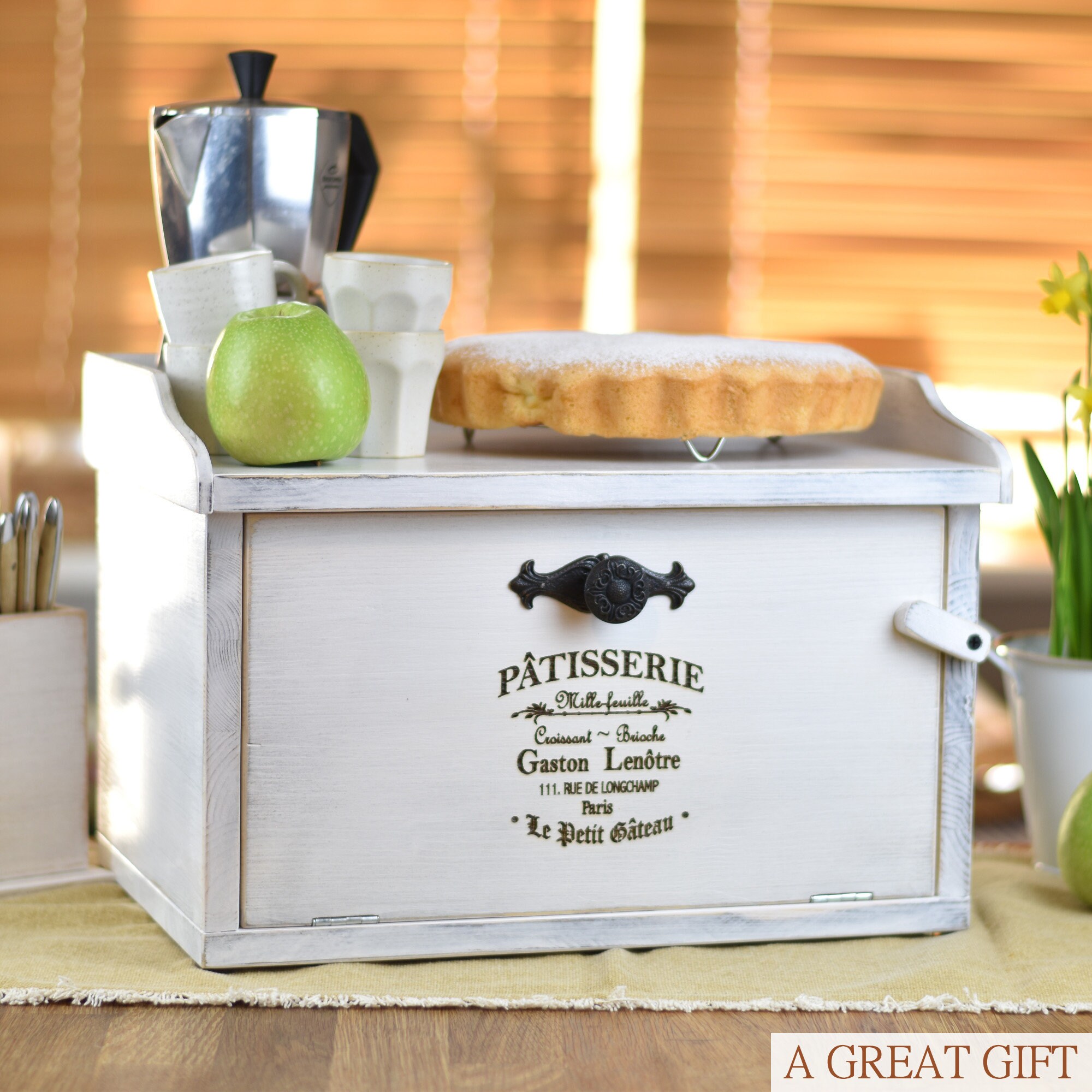 Decorative Wood COUNTERTOP BREAD BOX, Farmhouse Bread Accessories ...