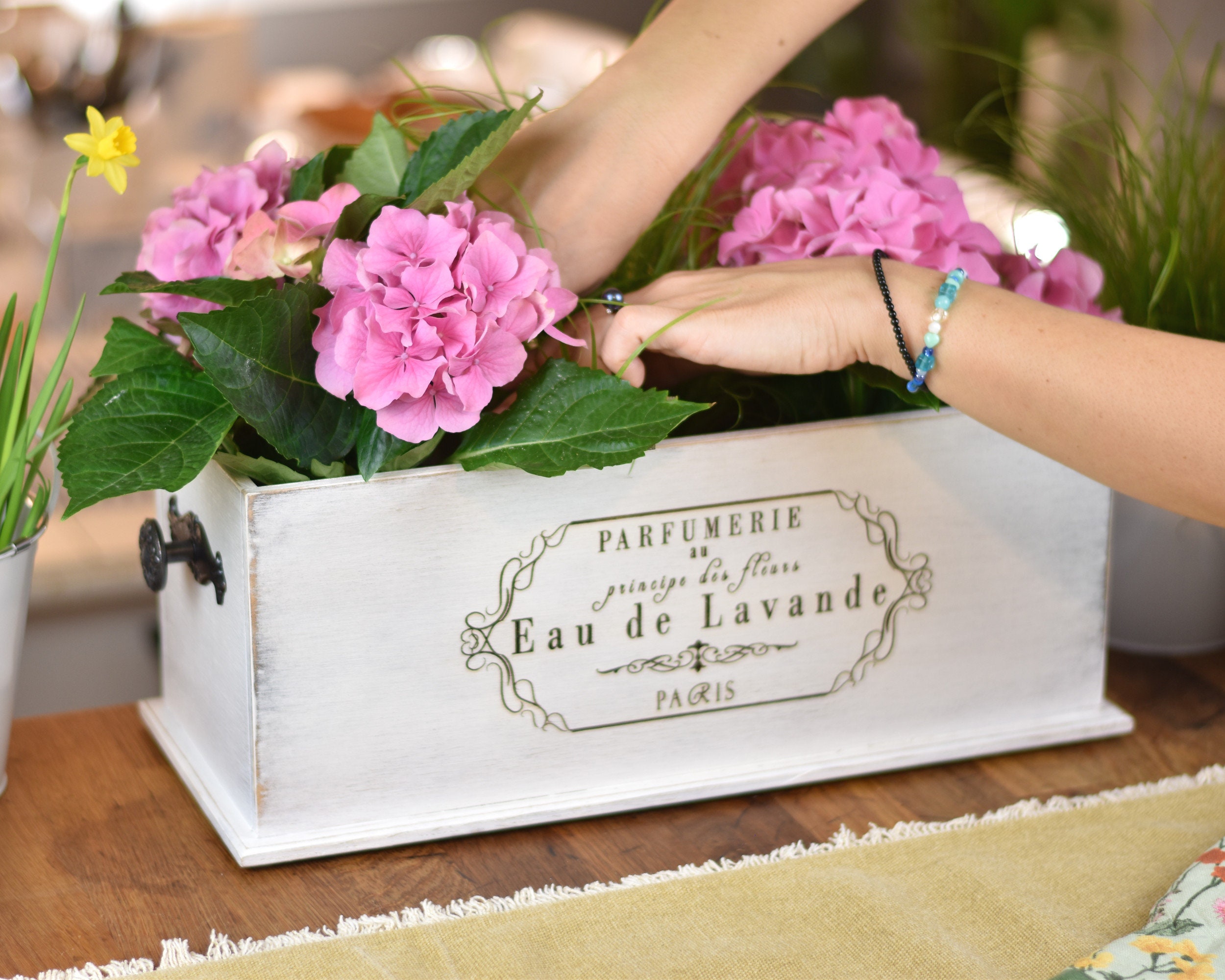 Farmhouse Planter Box, Wooden Decorative Indoor Planter, County Kitchen ...