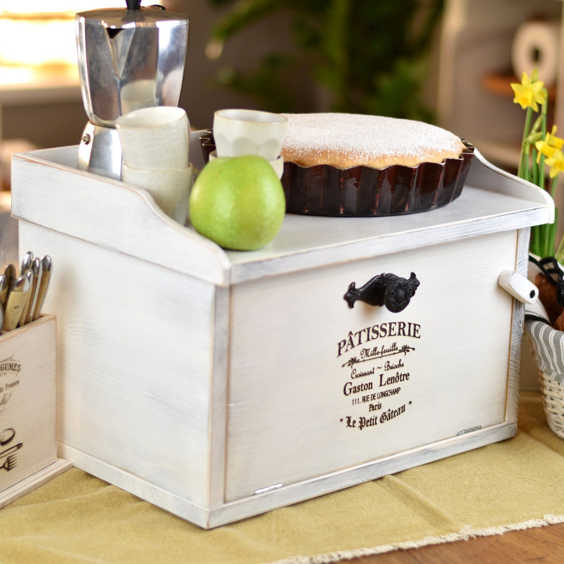 Decorative Wood COUNTERTOP BREAD BOX, Farmhouse Bread Accessories ...