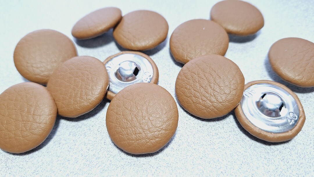 Vibrant Light Brown Faux Leather Button Handcrafted Covered - Etsy