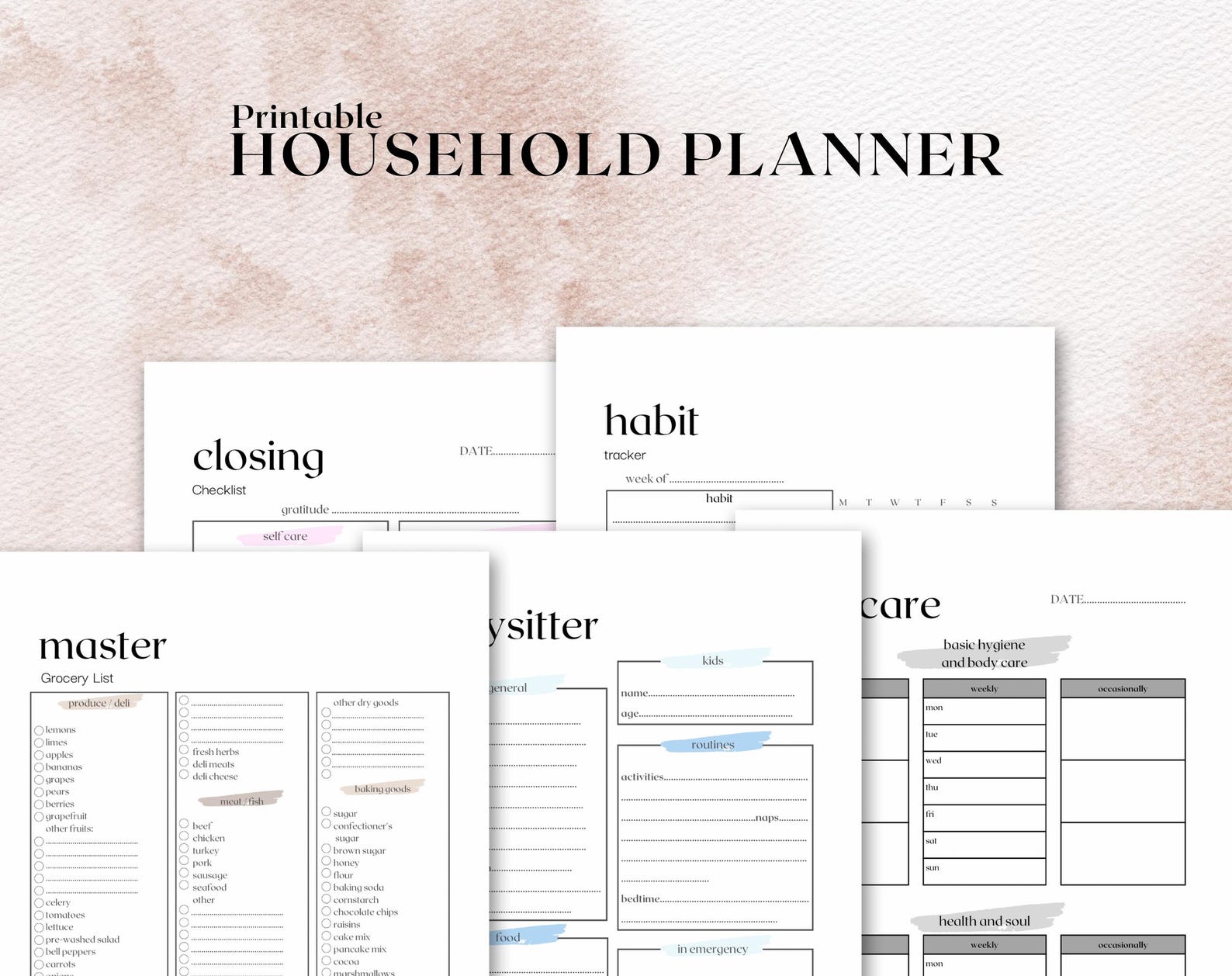 Household Planner, Printable, Cleaning Schedule, Cleaning Checklist ...