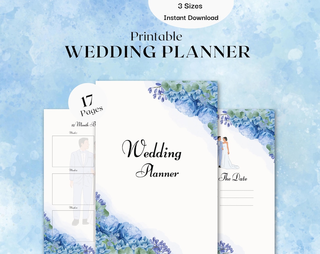 Blue Wedding Planner Printable: Editable Canva Template With Checklist ...