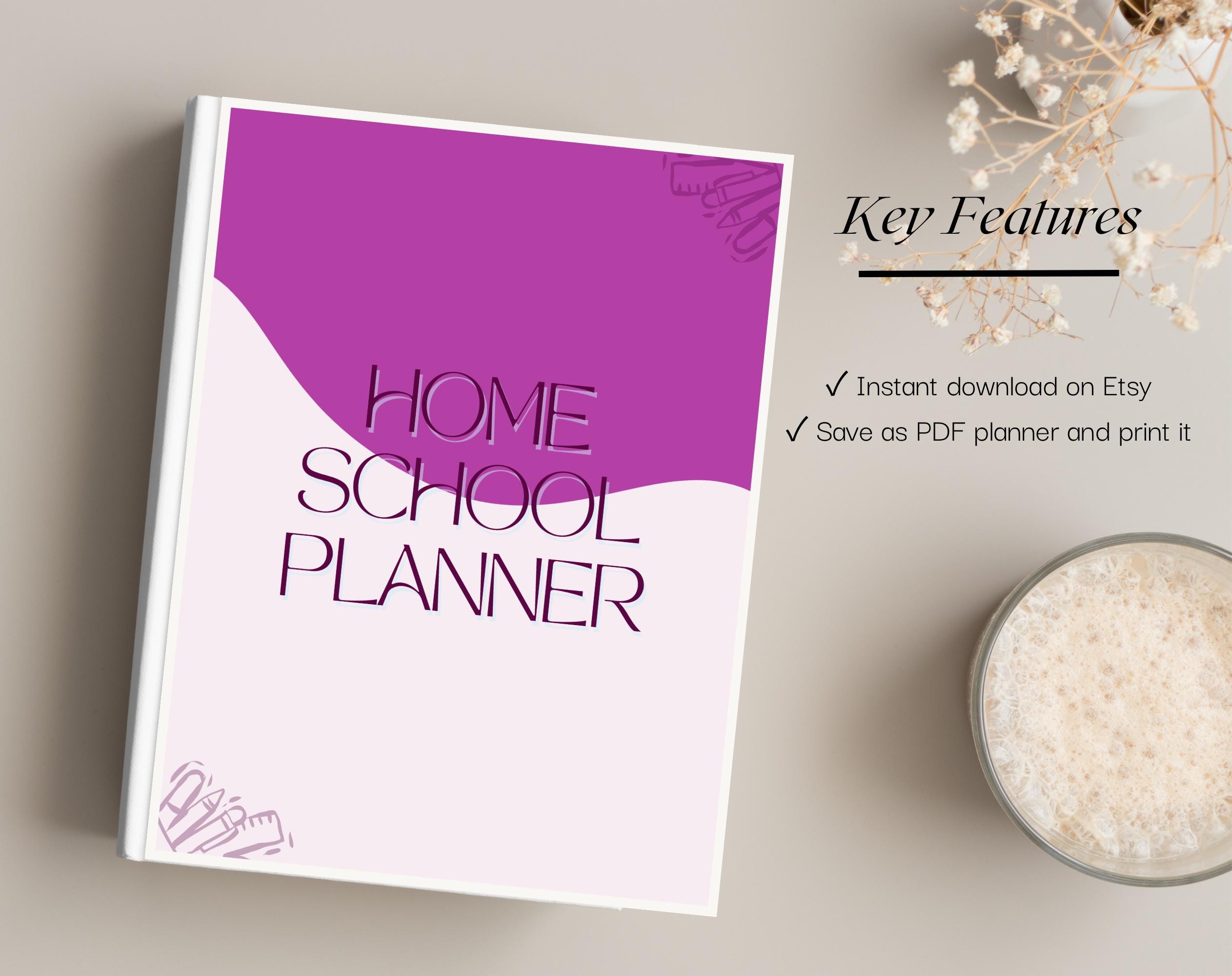 Homeschool Planner, Printable, Pink, Reading Log, Lesson Plan, Task ...