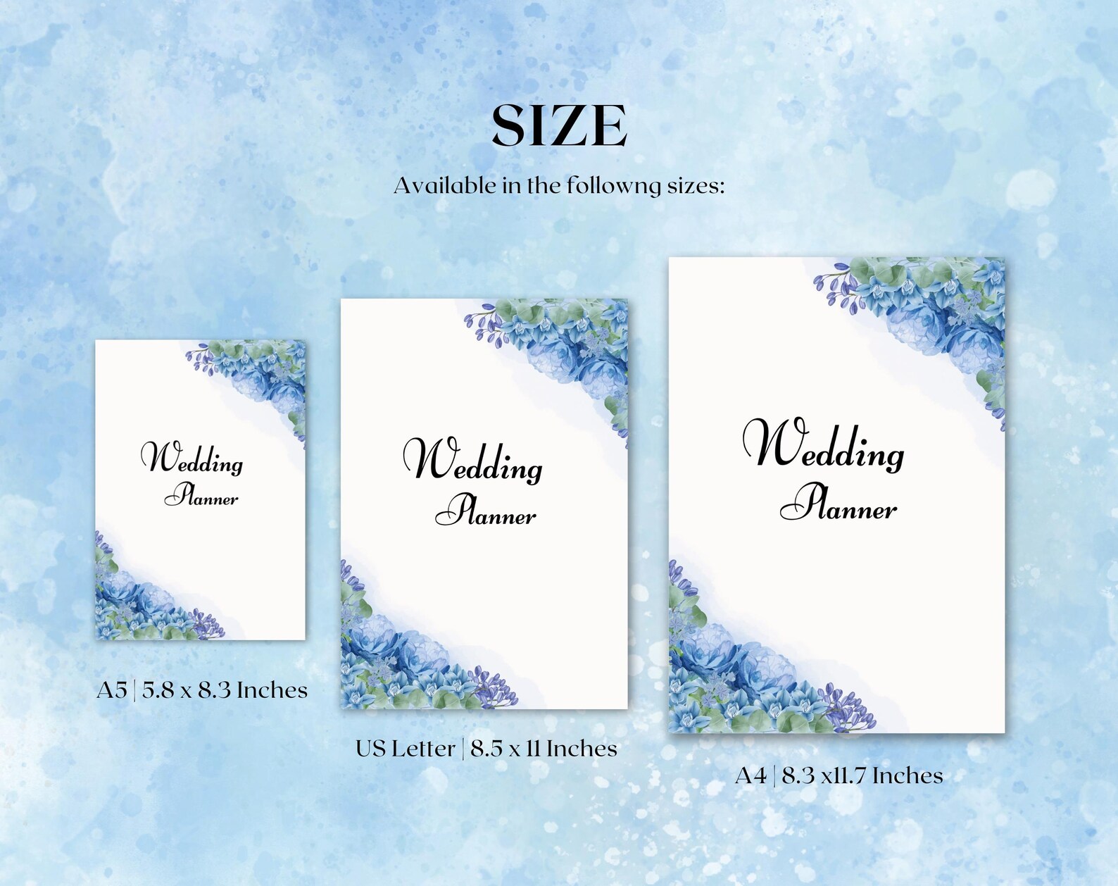 Blue Wedding Planner Printable: Editable Canva Template With Checklist ...