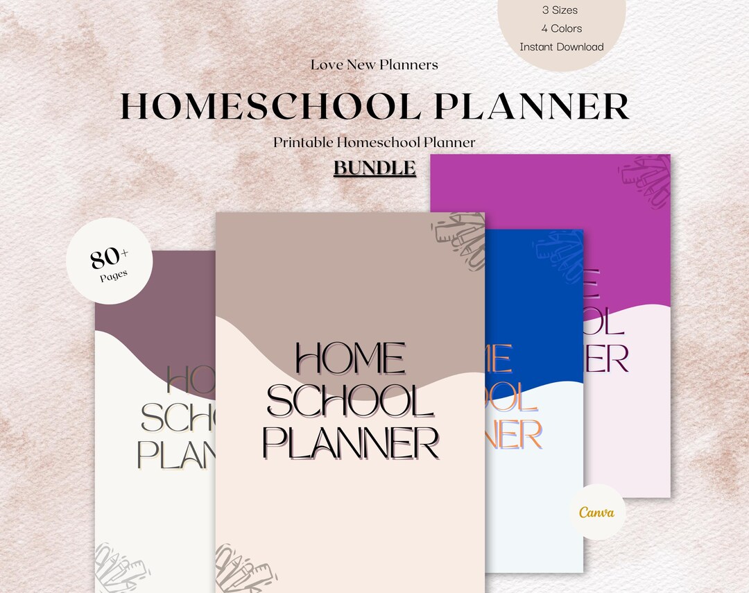 Homeschool Planner, Printable, Bundle, Reading Log, Lesson Plan, Task ...