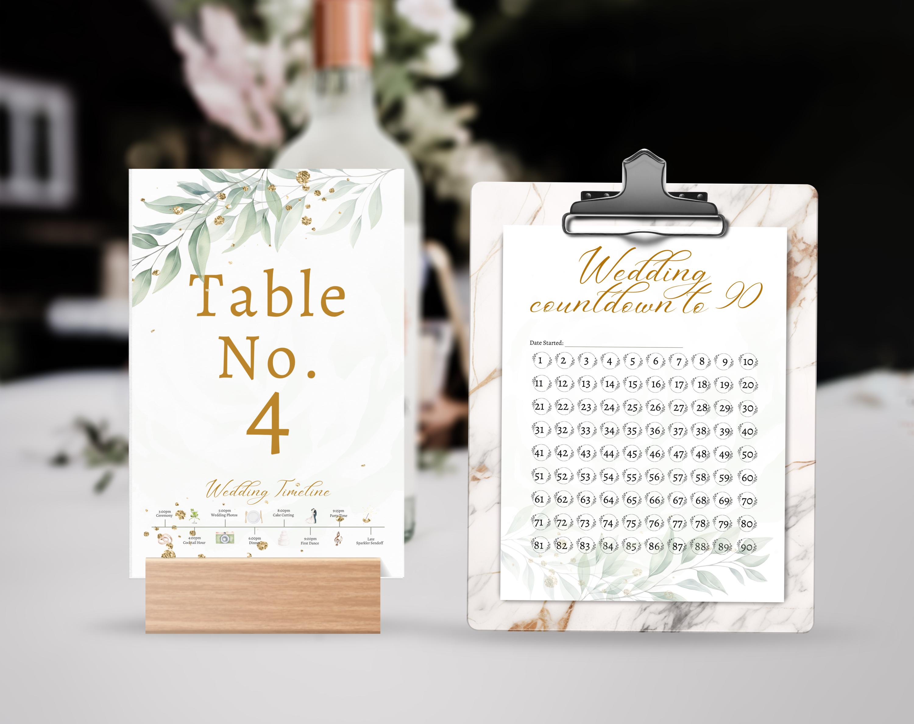 Sage Green Wedding Template Bundle: Editable Canva Invitations, Menus ...