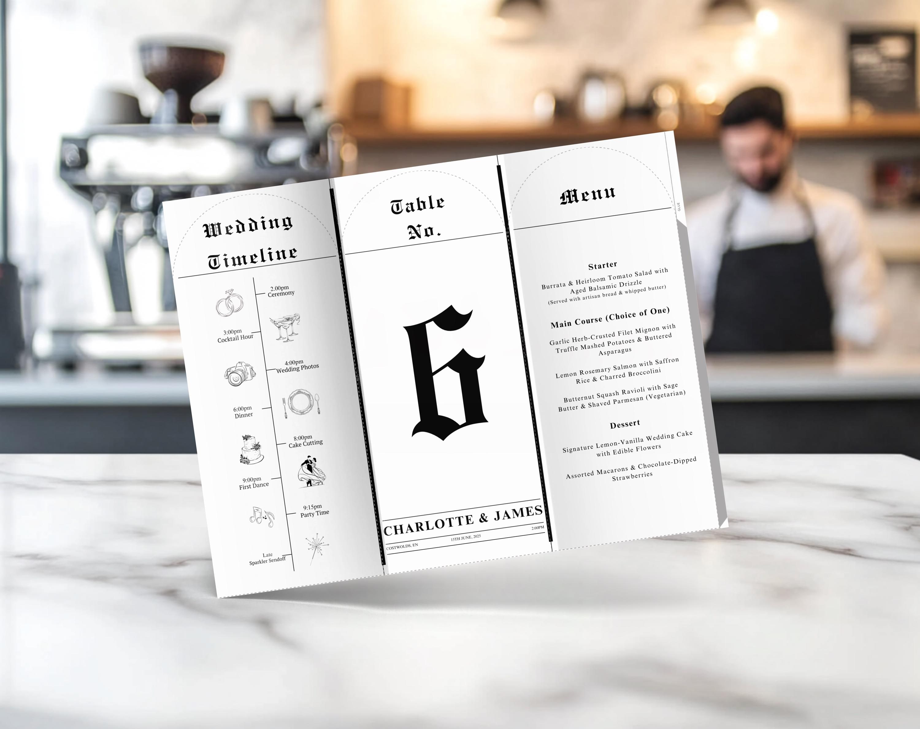 Editable Newspaper Trifold Wedding Menu Template – DIY Printable Canva ...
