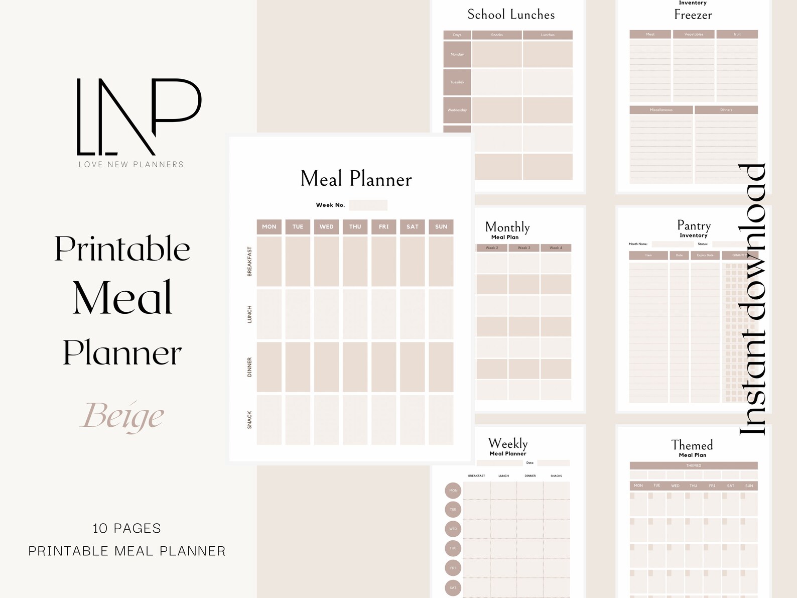 Meal Planner Printable Beige, Weekly Meal Plan, Health Tracker, Meal ...