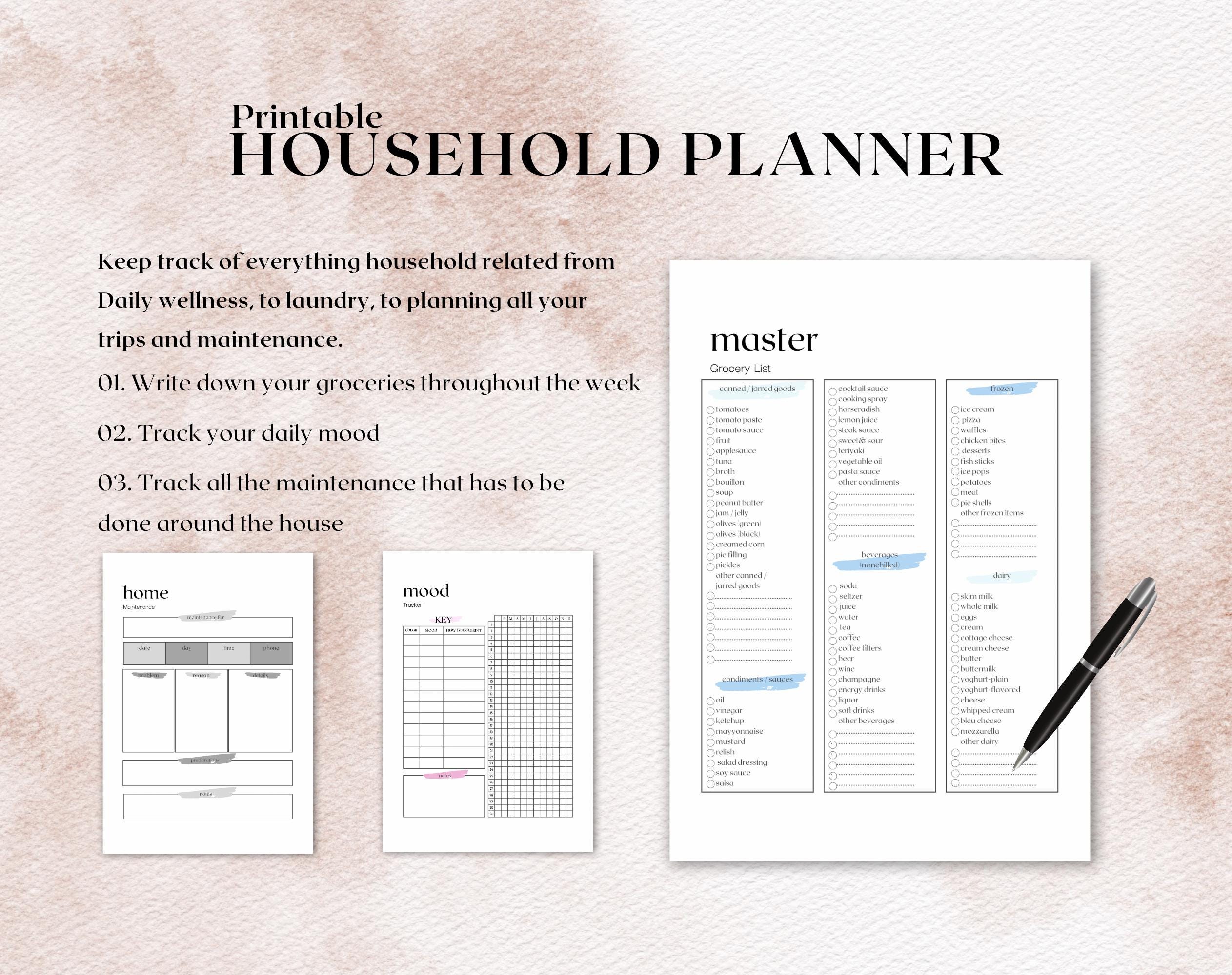 Household Planner, Printable, Cleaning Schedule, Cleaning Checklist ...