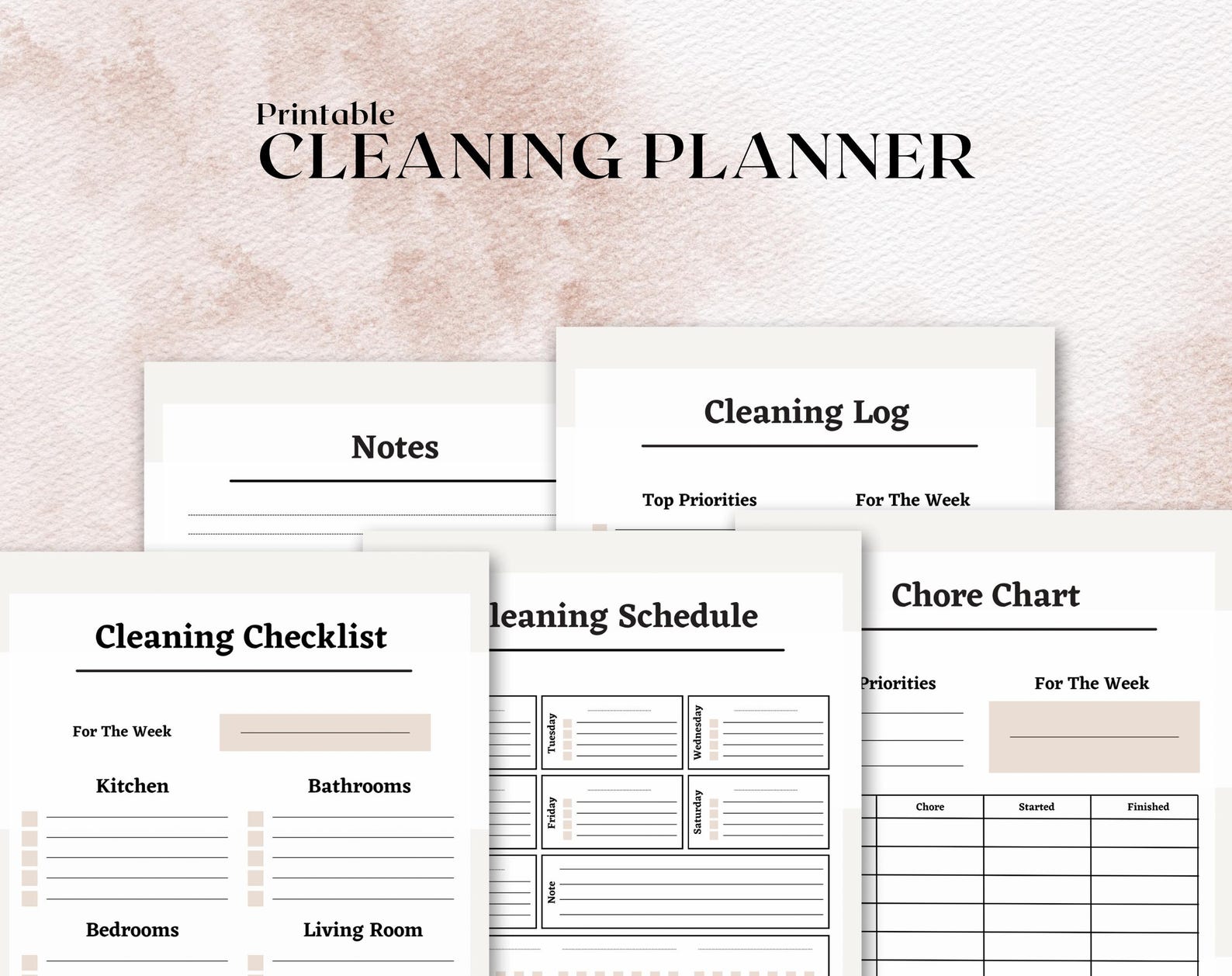 Cleaning Planner Printable, Beige, Cleaning Checklist, Cleaning ...