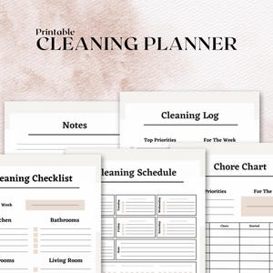 Cleaning Planner Printable, Beige, Cleaning Checklist, Cleaning ...