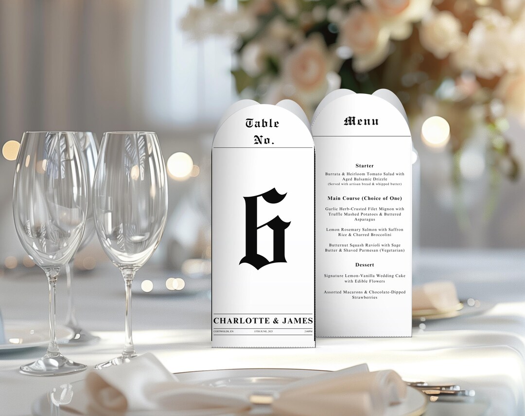 Editable Newspaper Trifold Wedding Menu Template – DIY Printable Canva ...