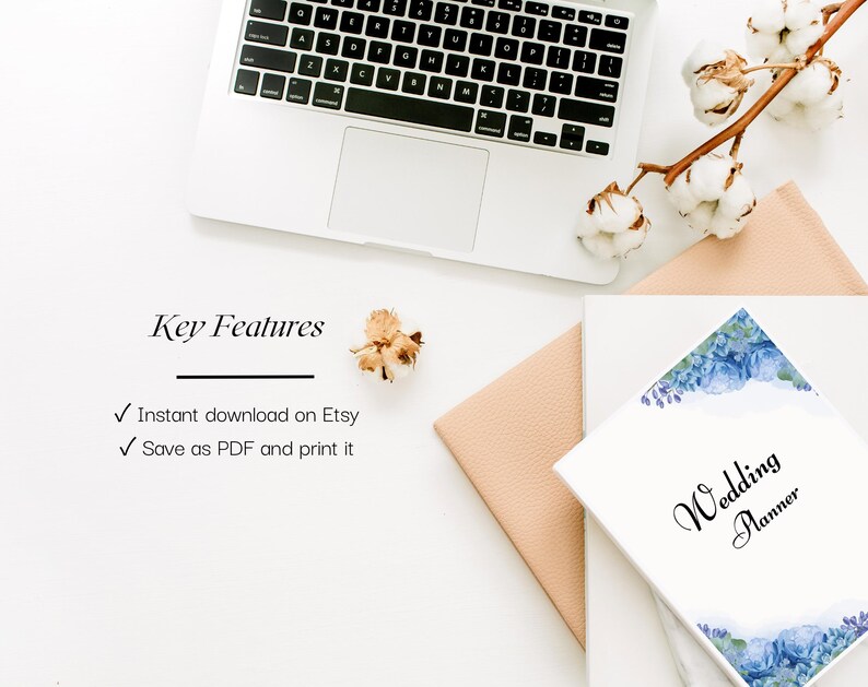 Blue Wedding Planner Printable: Editable Canva Template With Checklist ...