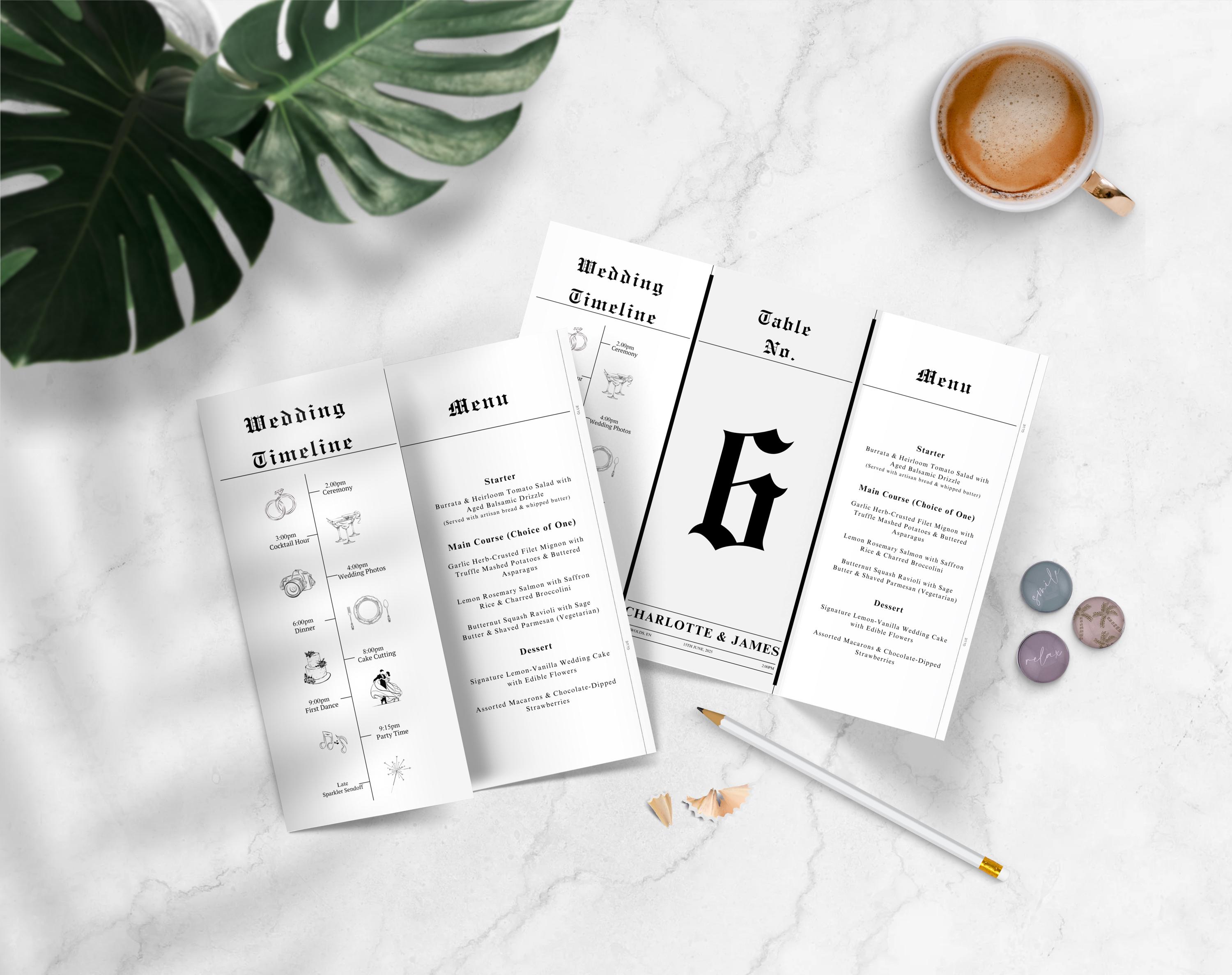 Editable Newspaper Trifold Wedding Menu Template – DIY Printable Canva ...