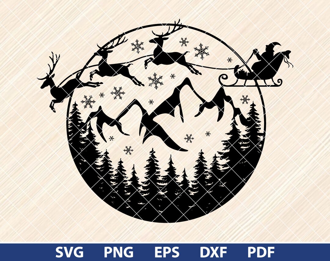 Winter Scene SVG, Christmas Scene Svg, Santa Claus Svg, Reindeer Svg ...
