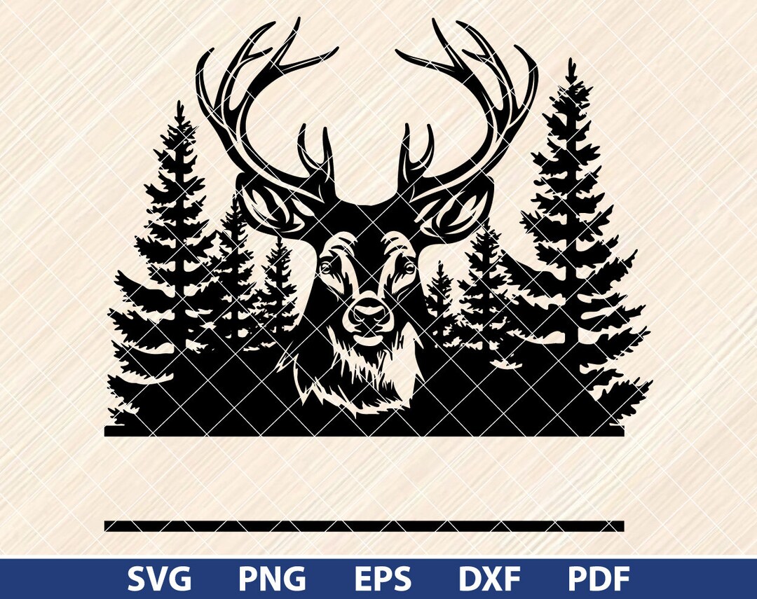 Deer and Tree Monogram SVG Deer Hunting Frame Svg Pine Tree - Etsy