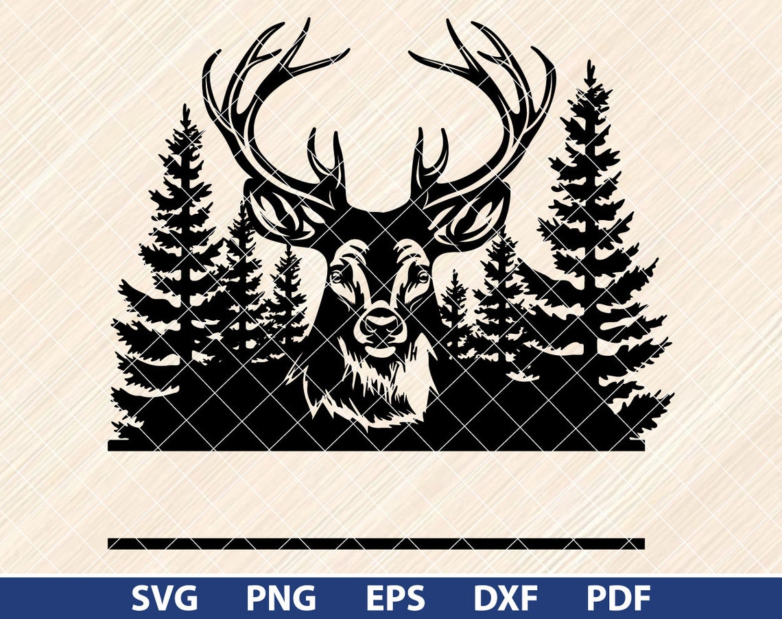 Deer and Tree Monogram SVG Deer Hunting Frame Svg Pine Tree - Etsy