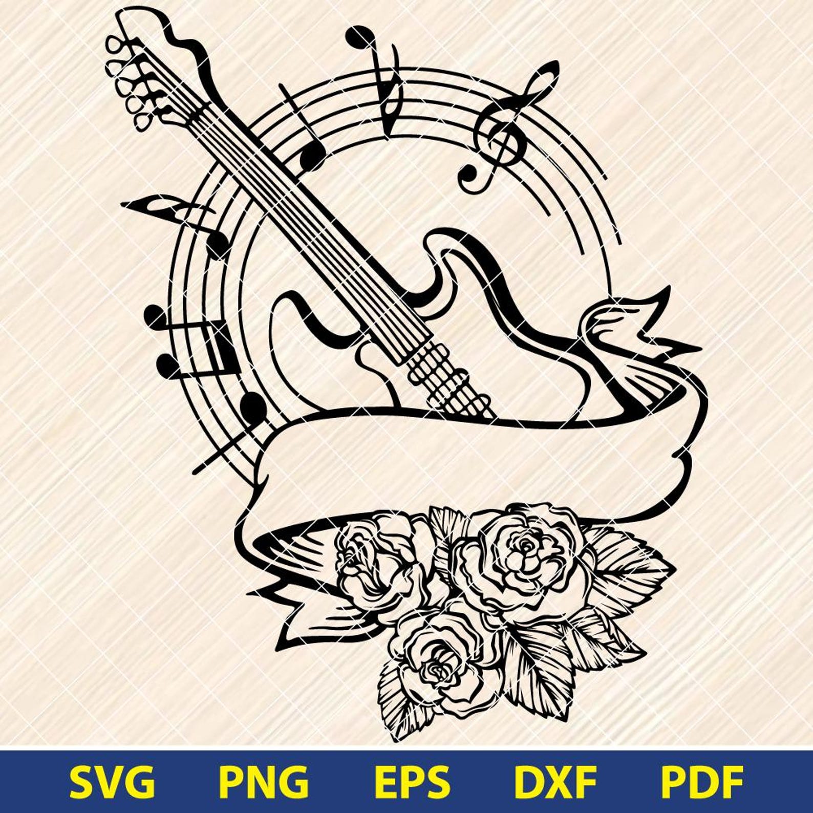 Guitar Music Note Svg, Guitar Svg, Music Svg, Music Note Svg, Music ...