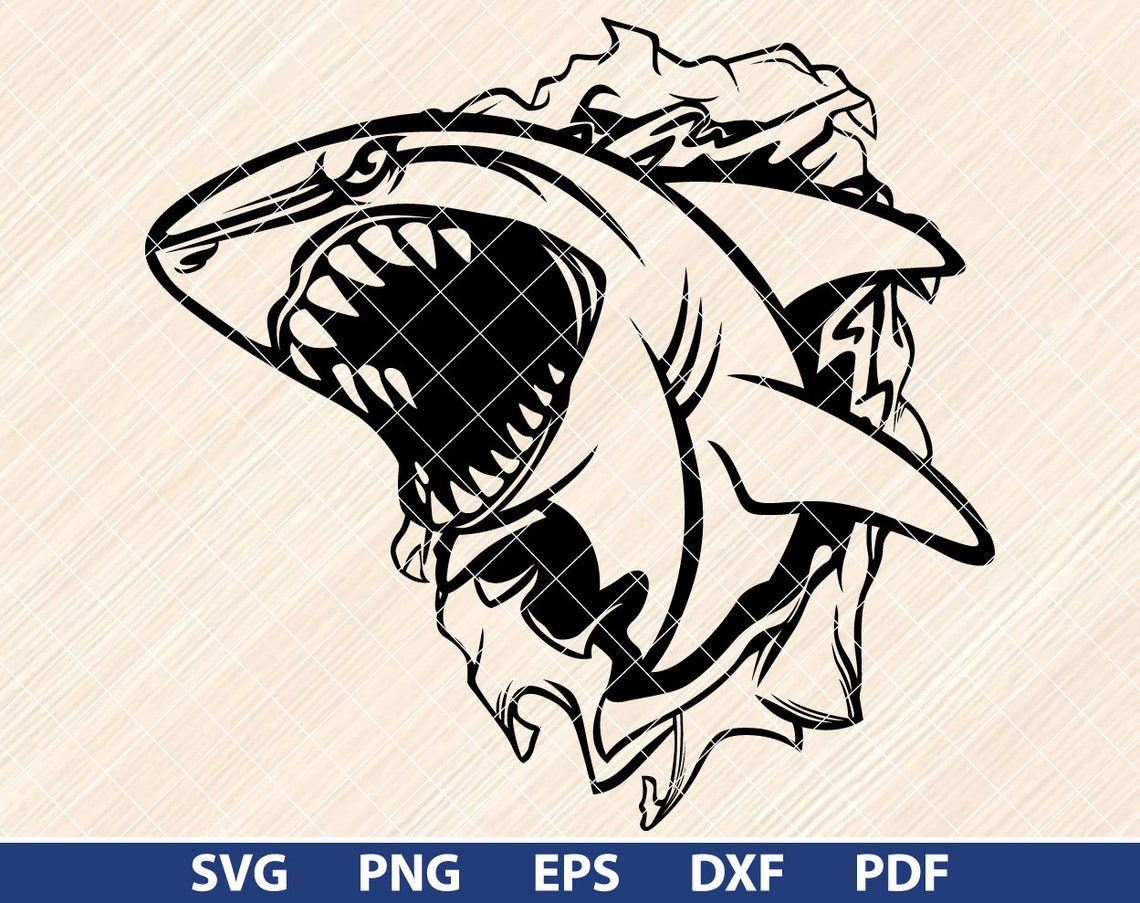 Shark in the Ocean Svg, Shark Svg, Shark Silhouette, Shark Clipart ...