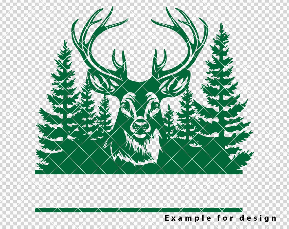 Deer and Tree Monogram SVG Deer Hunting Frame Svg Pine Tree - Etsy