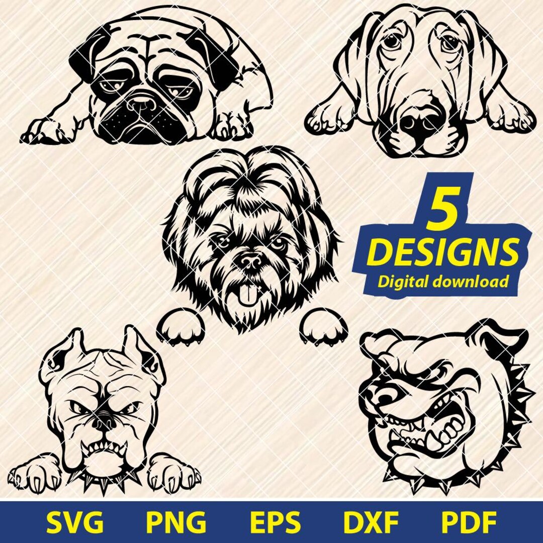 Dogs Bundle SVG PNG, Dogs Svg for Cricut, Peeking Dogs Svg, Pet Design ...